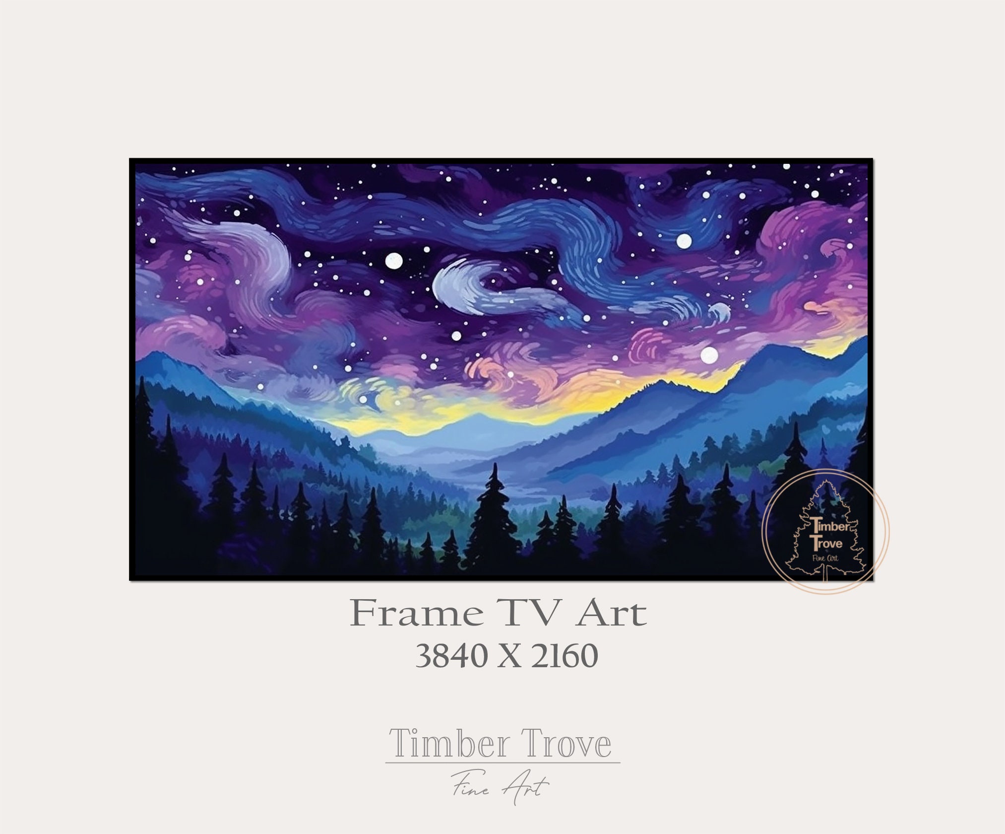 Whimsical Mountains Night Sky - Frame TV Art DIGITAL Download - Instant ...