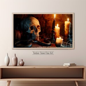 Skull & Snake Still Life Digital Frame TV Art | Spooky Haunted Eerie ...