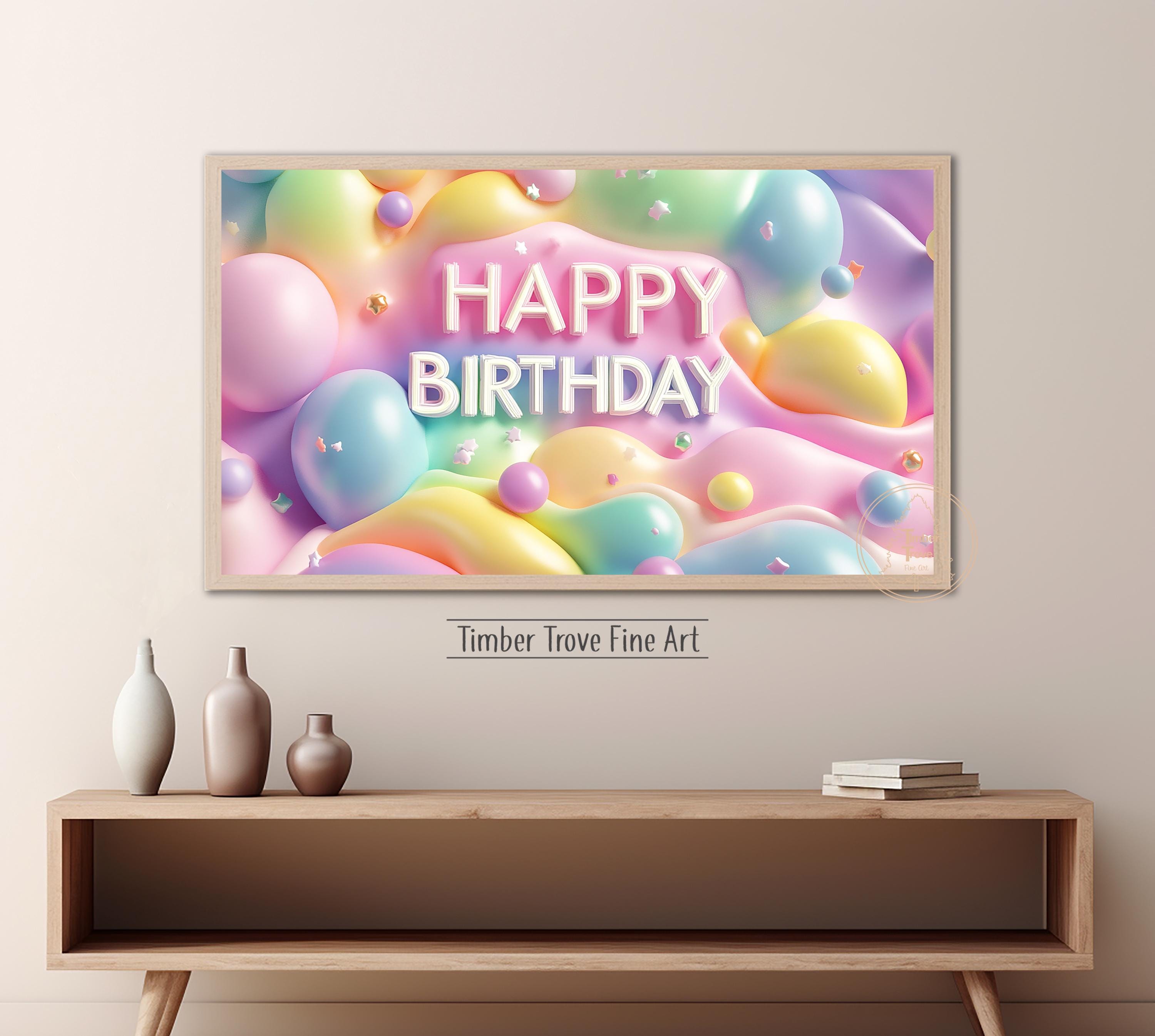 Cute Pastel Bubbles Happy Birthday Digital Frame TV Art | Soft and ...