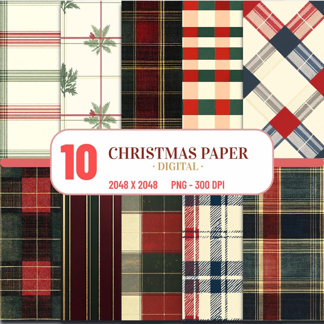 Christmas Digital Paper Scarf, Christmas Pattern, 10 PNG Download ...