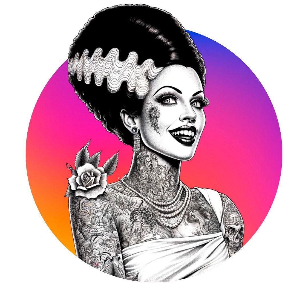 Bride of Frankenstein Tattoo DIGITAL DOWNLOAD - Etsy