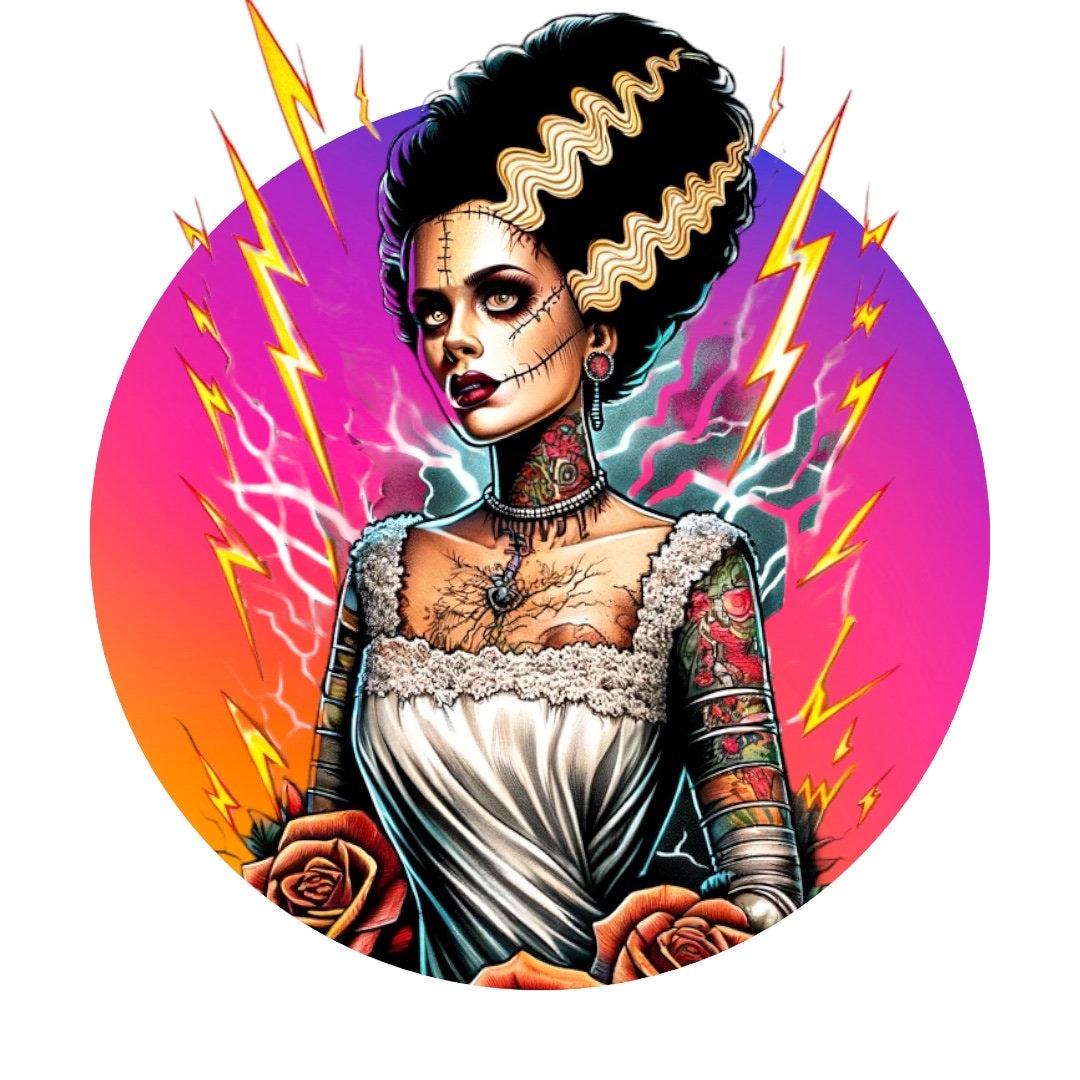 Unique Bride of Frankenstein Tattoo Design - Digital Download - Etsy