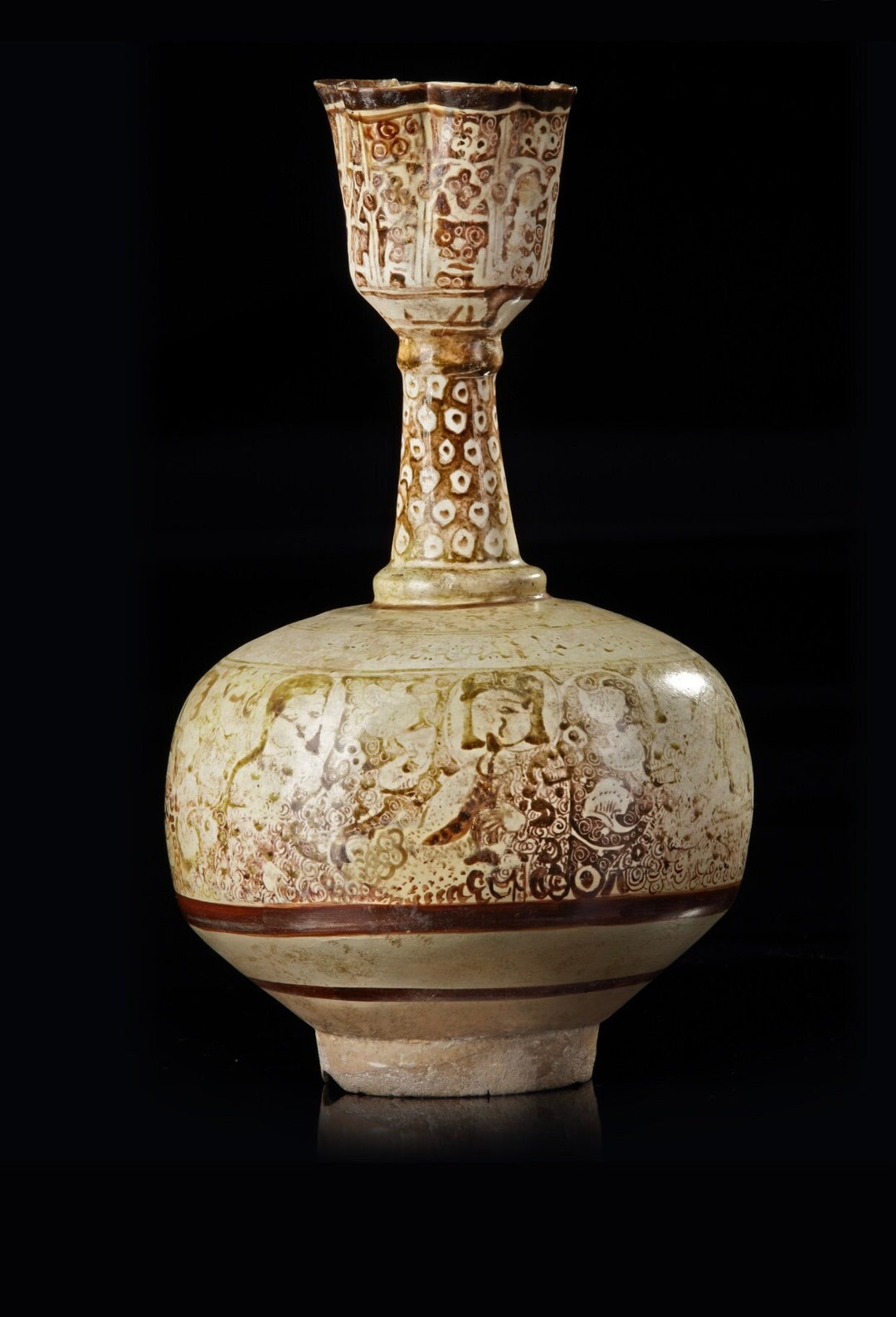 Islamic Art Antique a Kashan Lustre Pottery Bottle Vase, Persia, Early ...