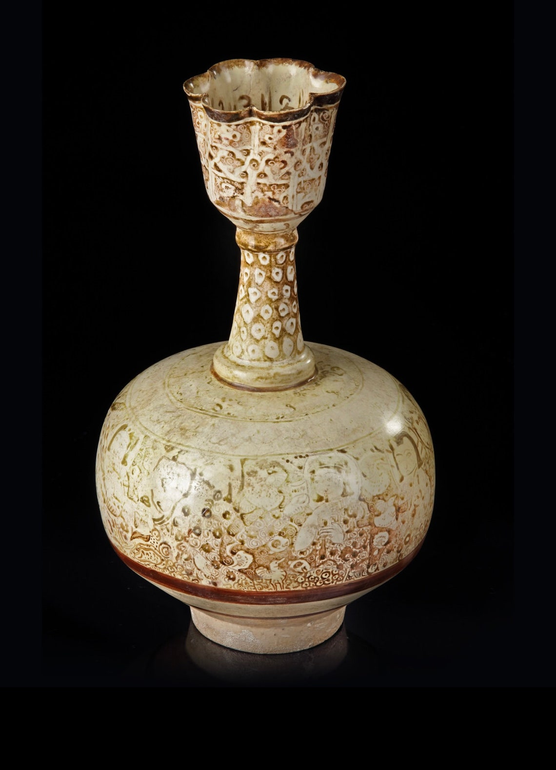 Islamic Art Antique a Kashan Lustre Pottery Bottle Vase, Persia, Early ...