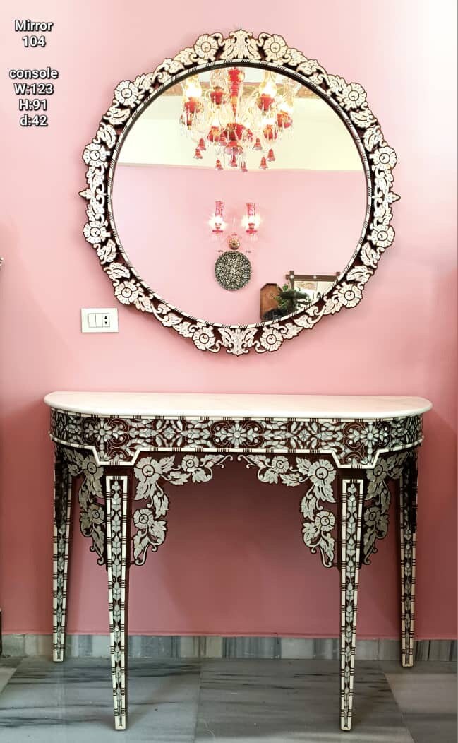 Oriental Art Antique an Ottoman Mother of Pearl Inlaid Wooden Mirror ...