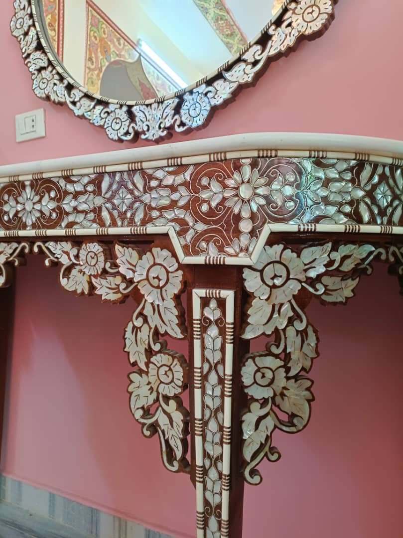 Oriental Art Antique an Ottoman Mother of Pearl Inlaid Wooden Mirror ...