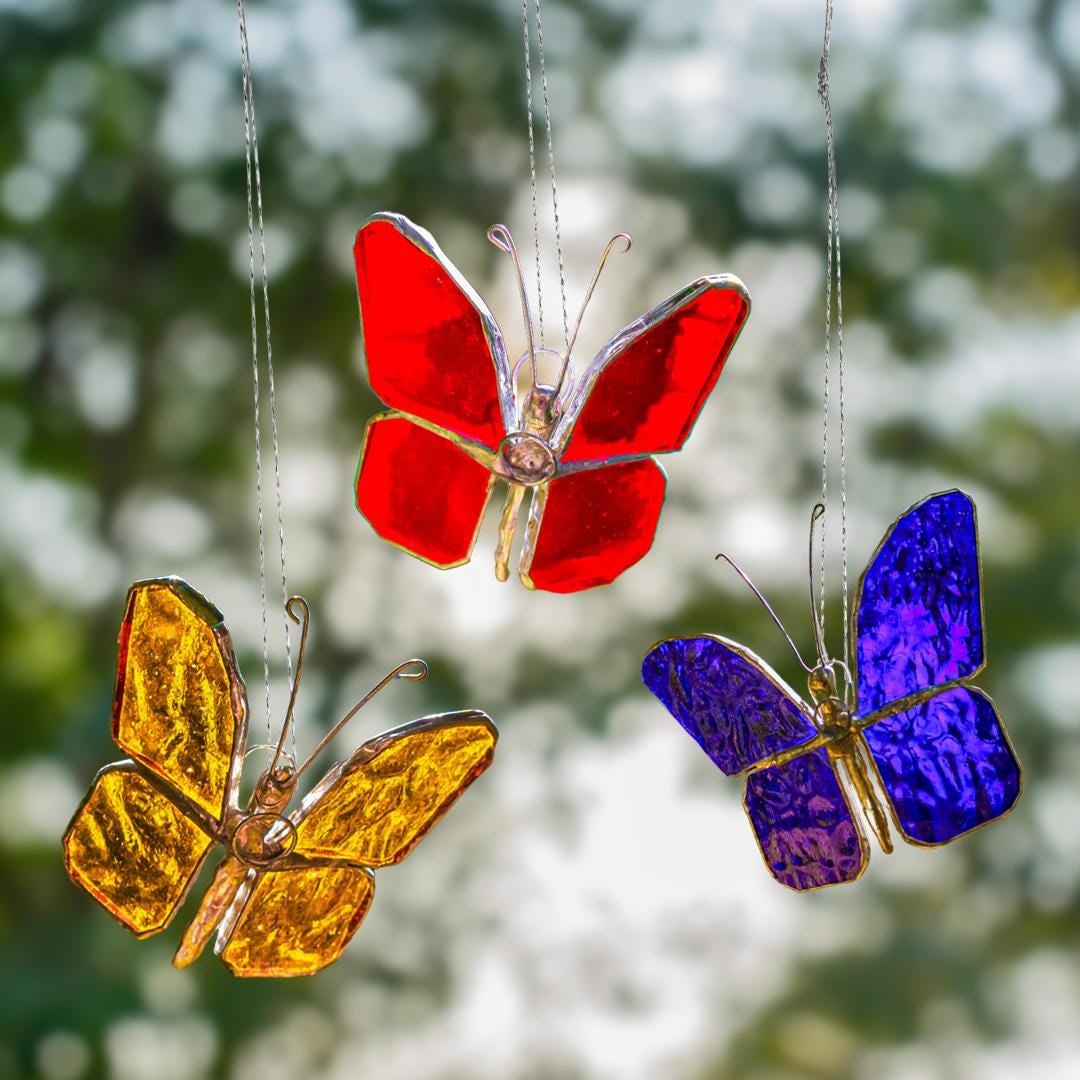 Stained Glass Butterfly Suncatcher Window Decor | Custom Suncatcher for ...