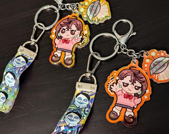 Dandadan Momo Okarun Holographic Lanyard L Dandadan Acrylic Keychain L ...