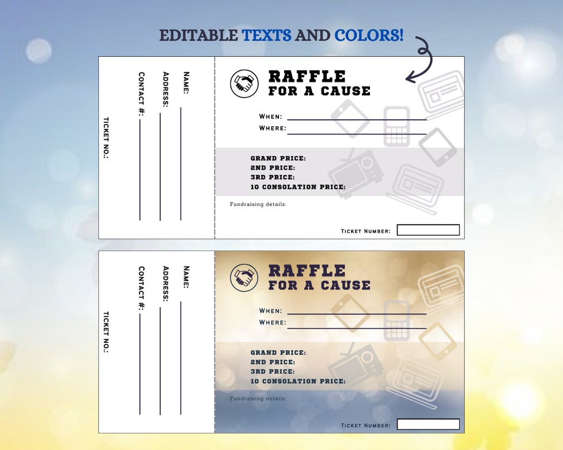 Printable and Editable Raffle Ticket Template - Etsy