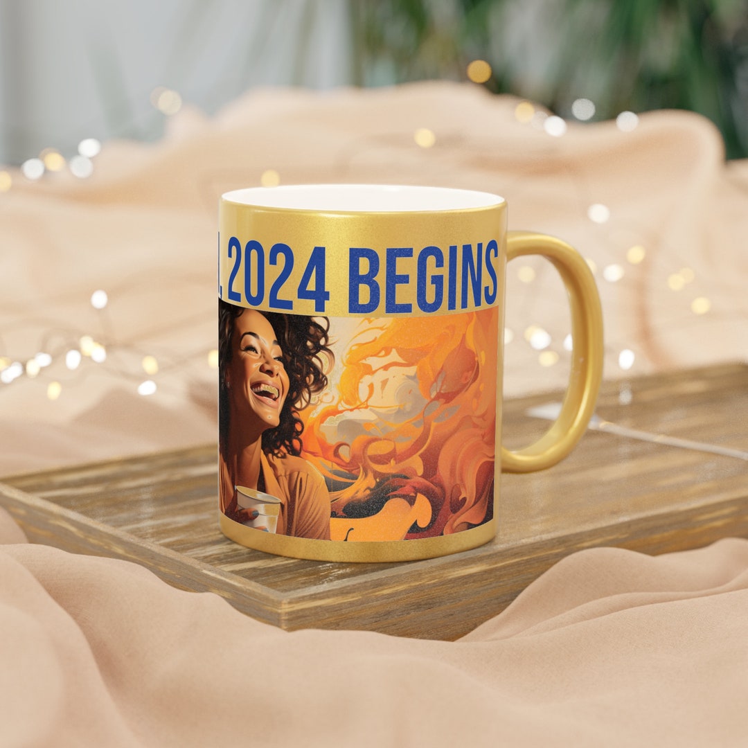 Sip and Grin, 2024 Begins Coffee Mug, 2024 Coffee Mug, Happy New Year's ...
