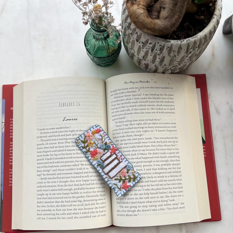 Embroidered Bookmark - Etsy