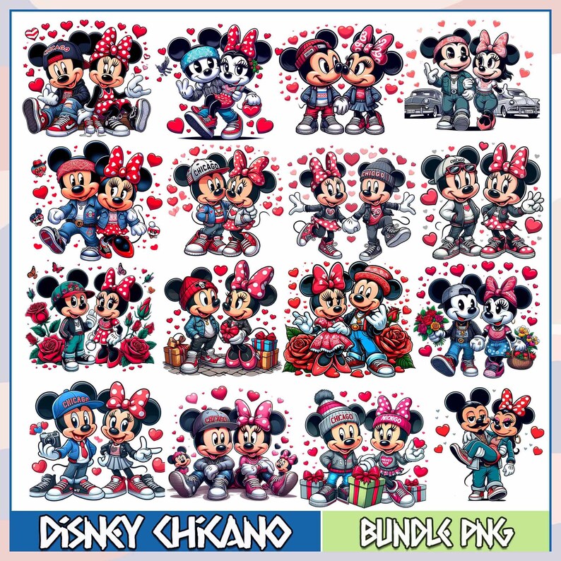 Disney Chicano Valentine Chola Couple Png Bundle, Pink Chicana ...