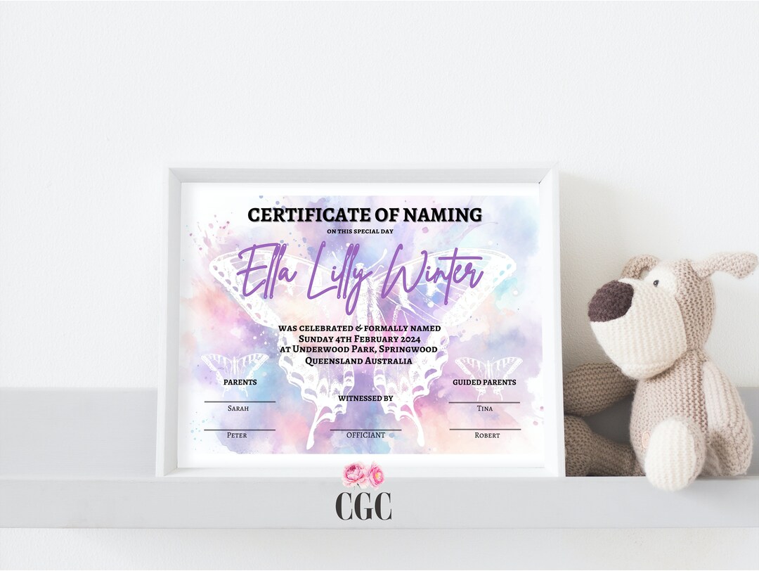 Personalized Child Dedication Certificate, Baby Naming Certificate ...