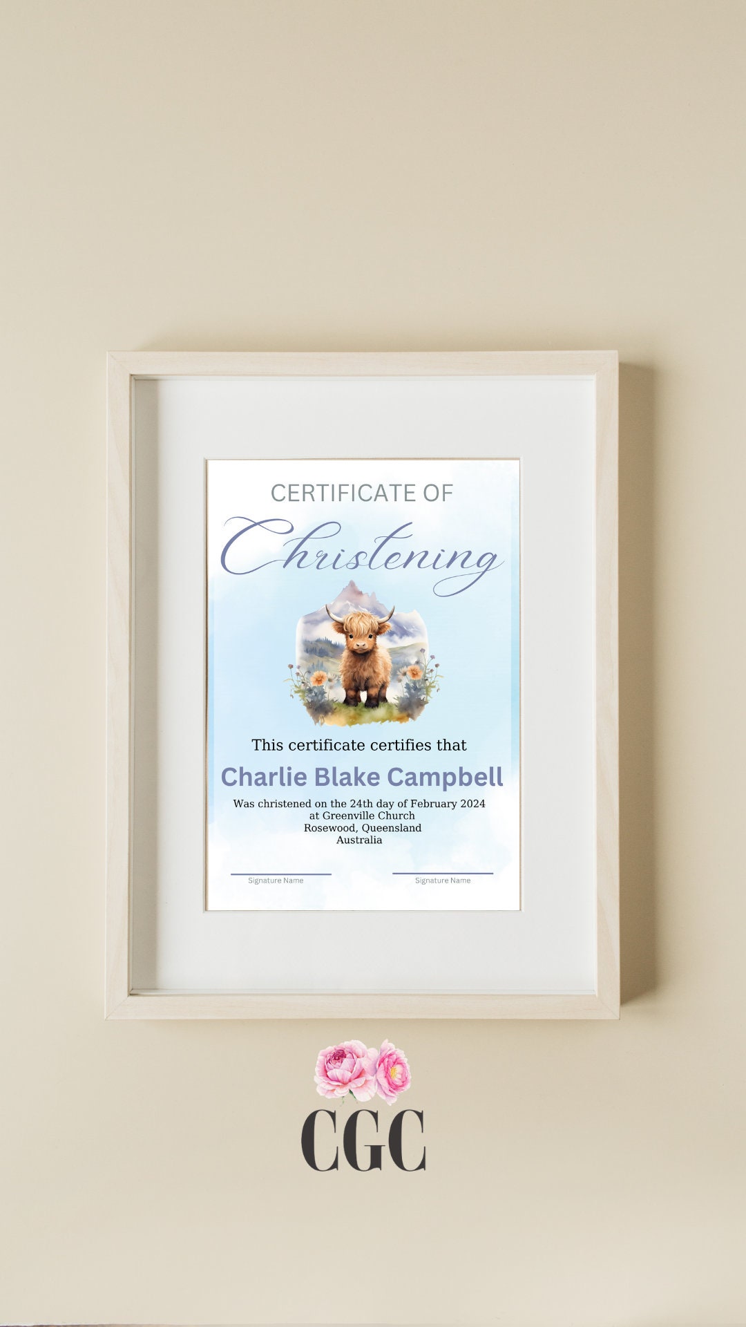 Personalized Child Dedication Certificate, Baby Naming Certificate ...