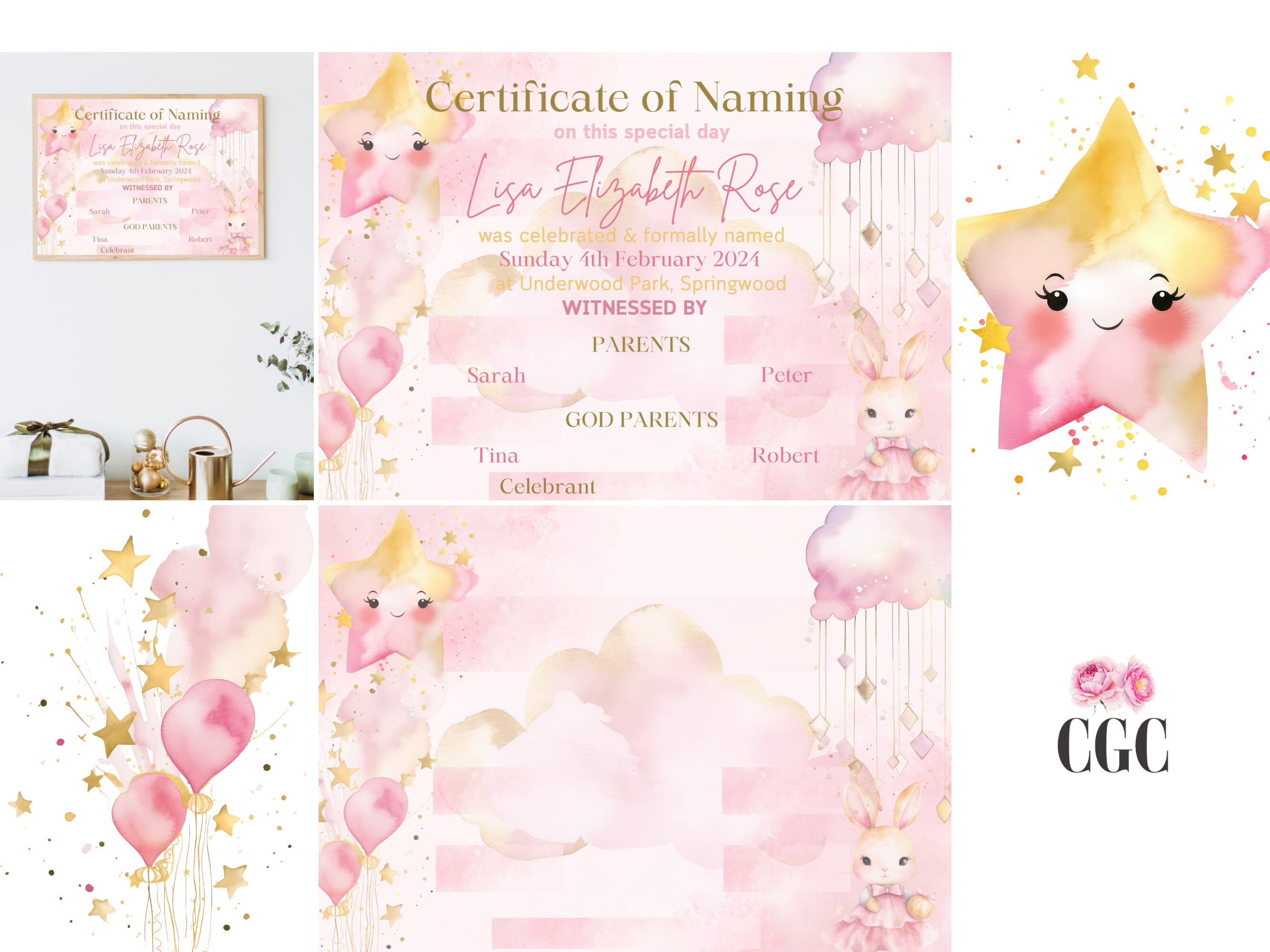 Personalized Child Dedication Certificate, Baby Naming Certificate ...