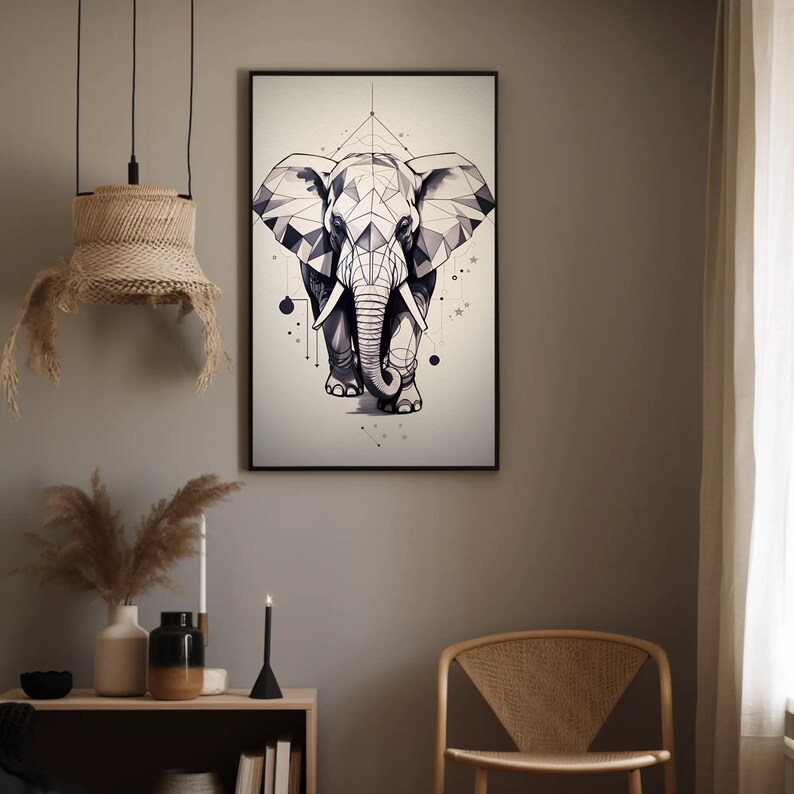 Playful Pachyderm in Pixels Digital Art JPG - Etsy