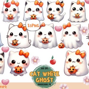Cat White Ghosta0477clipart Adorable and Spooky Cat in Ghost Costume ...