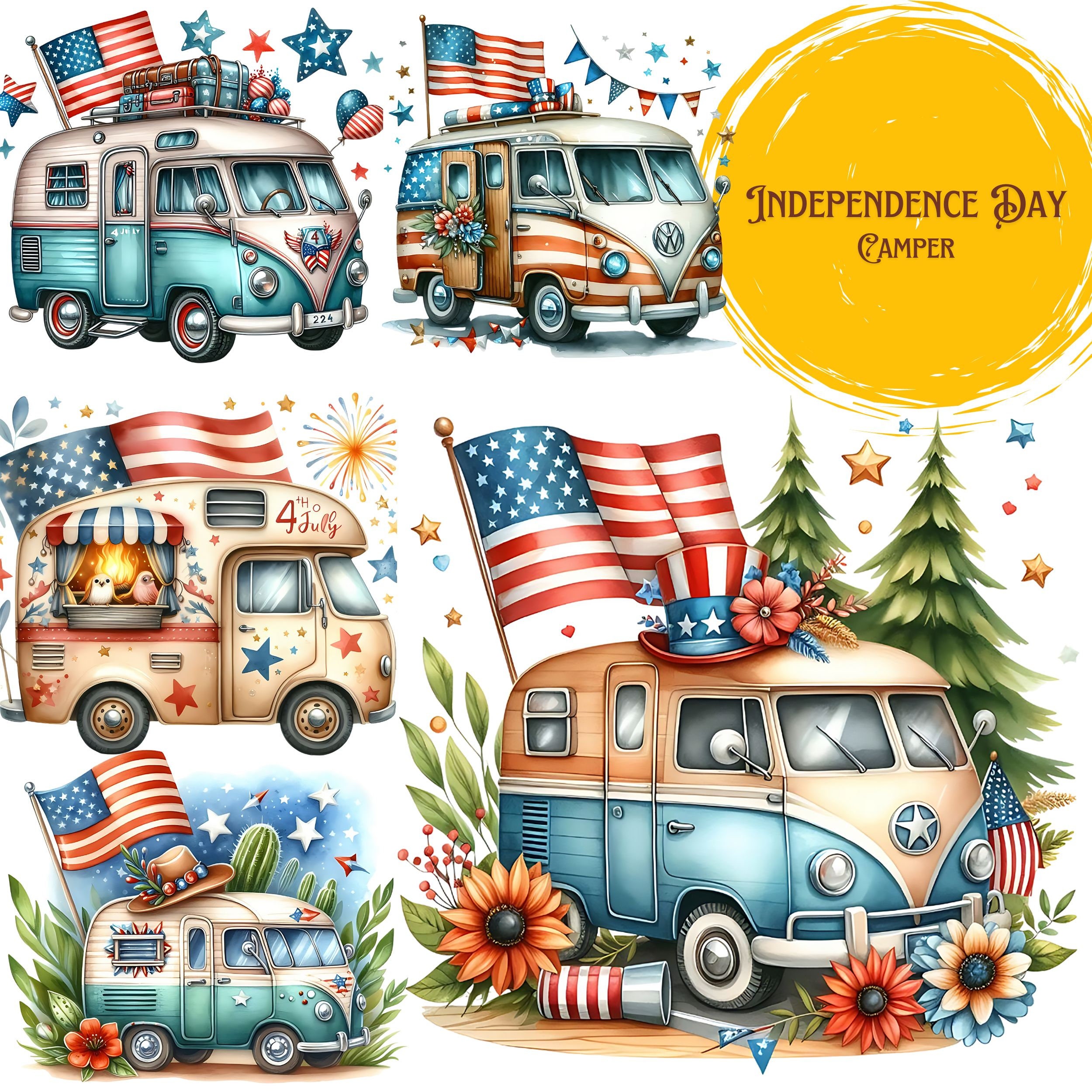 Independence Day Camper Clip Art Set 16 High-resolution Pngs ...