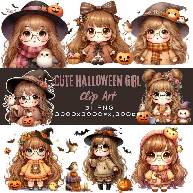 Cute Halloween Girl Clip Arta0258watercolor Clip Art Cute Girl ...