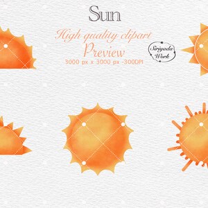 Watercolor Sun Clipart, Summer Clipart, Pastel Sunrise Sunsets Clipart ...