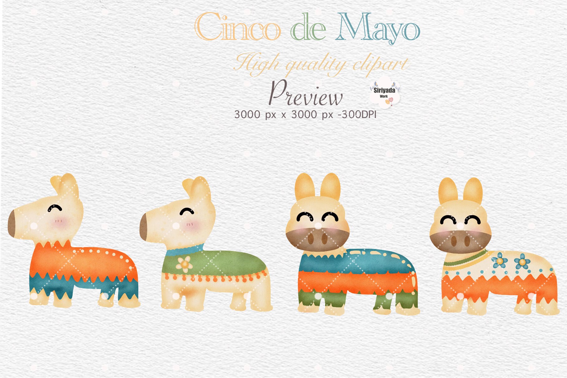 Watercolor Cinco De Mayo Clipart, Watercolor Fiesta Clipart, Fiesta ...