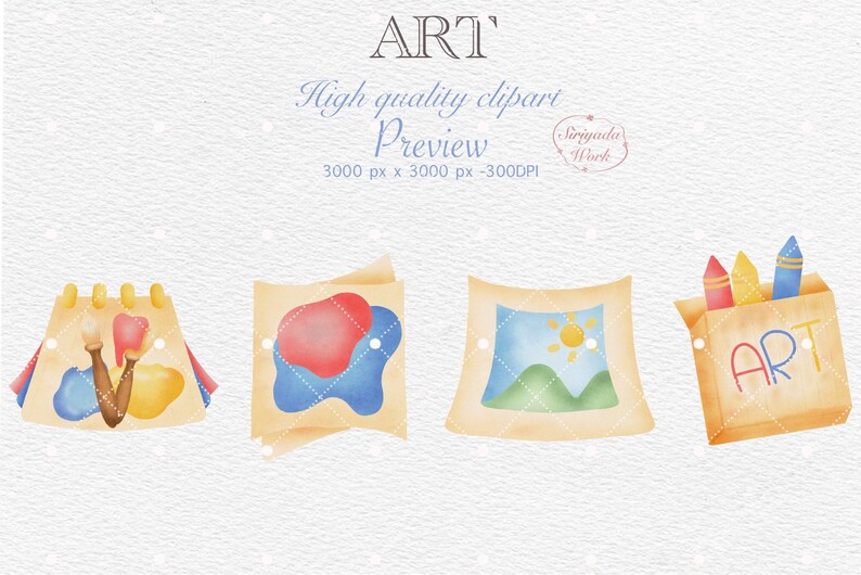 Watercolor Art Clipart, Back to School Clipart, Painting Clipart, Aer ...