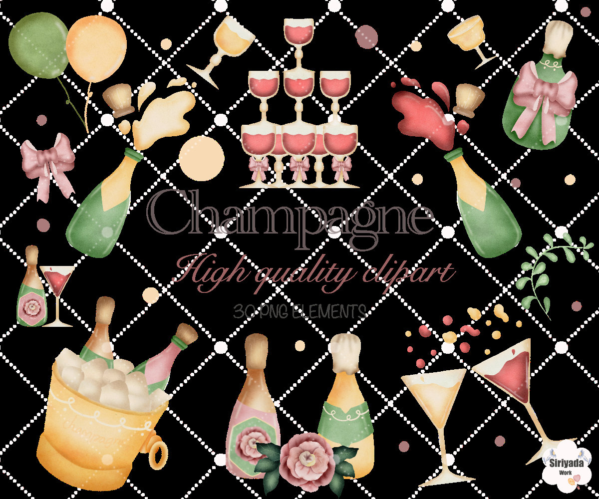 Watercolor Champagne Clipart, Beer Clipart, Digital Drink, Party Drink ...