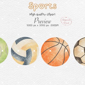 Watercolor Spots Clipart, Sports Balls Clipart, Football Clipart ...