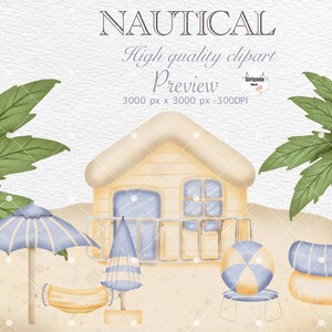 Watercolor Nautical Clipart, Beach Clipart, Travel Clipart, Ocean ...
