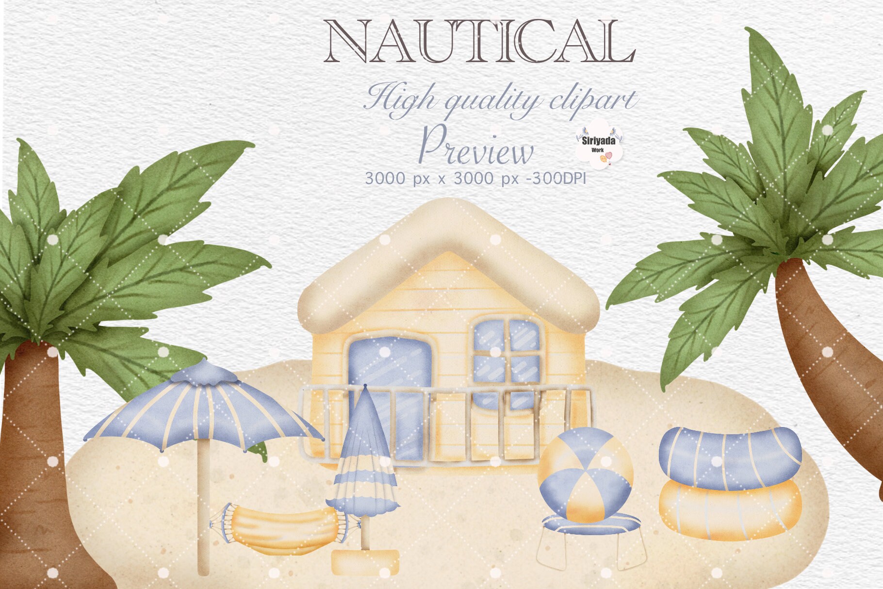 Watercolor Nautical Clipart, Beach Clipart, Travel Clipart, Ocean ...