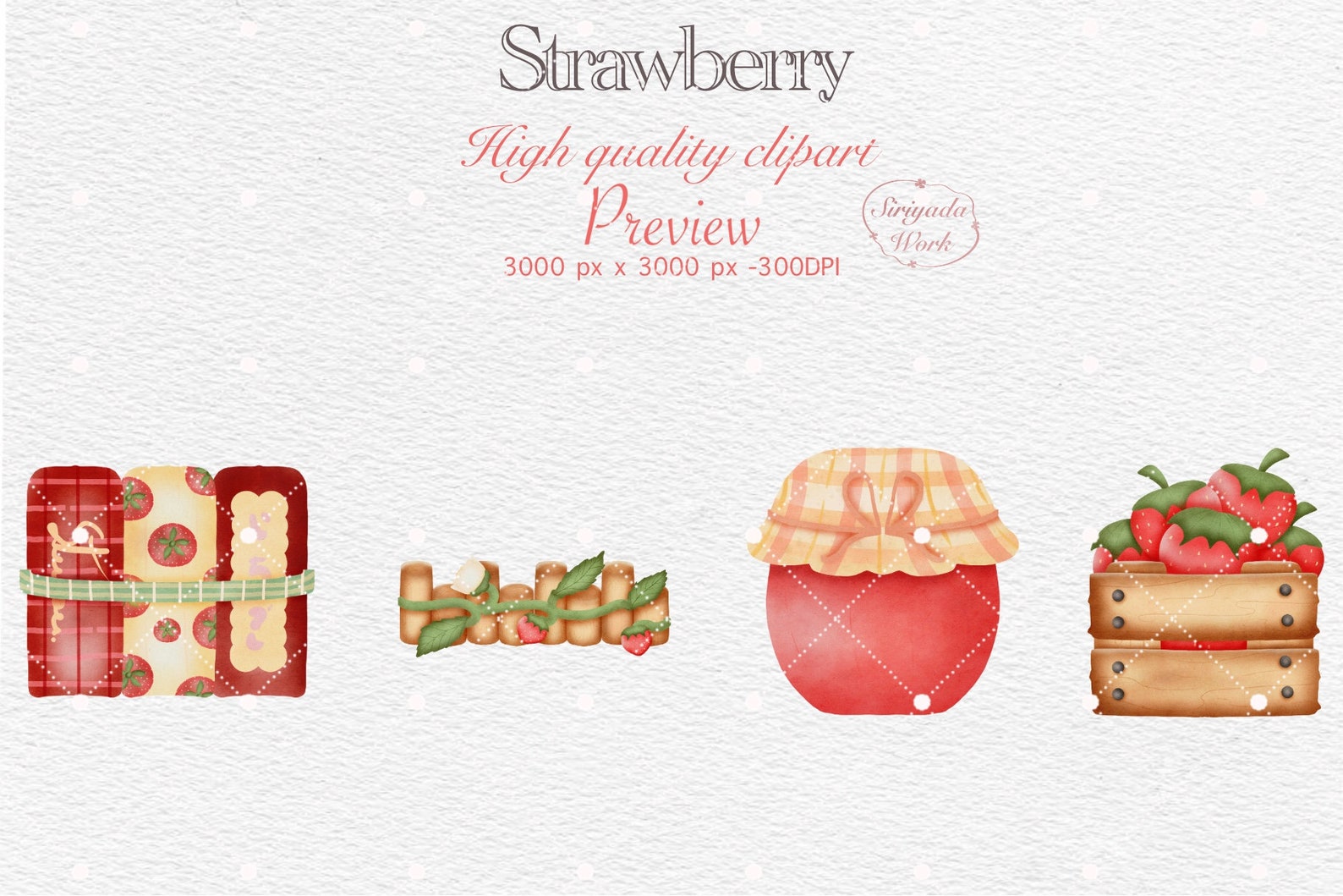 Watercolor Strawberry Clipart, Fruit Clipart, Spring Clipart, Summer ...