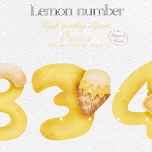 Watercolor Lemon Number Clipart, Birthday Number Clipart, Fruit Clipart ...