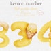 Watercolor Lemon Number Clipart, Birthday Number Clipart, Fruit Clipart ...