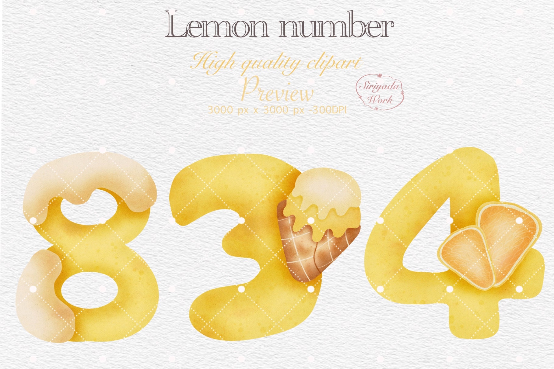 Watercolor Lemon Number Clipart, Birthday Number Clipart, Fruit Clipart ...