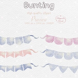 Watercolor Bunting Clipart, Garland Clipart, Birthday Bunting Clipart ...