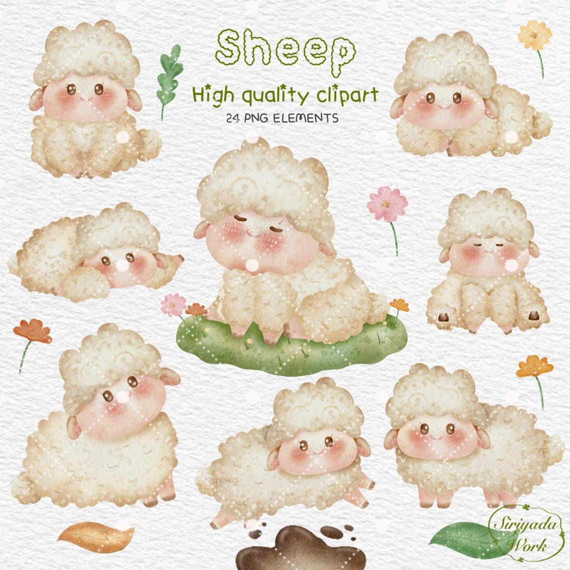 Watercolor Sheep Clipart, Nursery Clipart, Animals Baby Shower, Farm ...