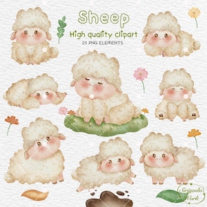 Watercolor Sheep Clipart, Nursery Clipart, Animals Baby Shower, Farm ...
