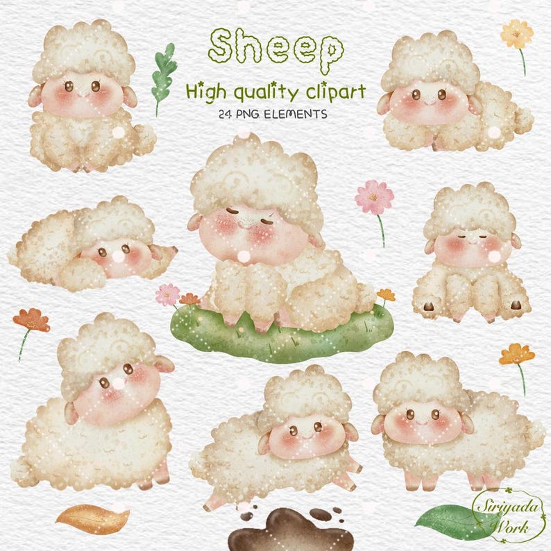 Watercolor Sheep Clipart, Nursery Clipart, Animals Baby Shower, Farm ...