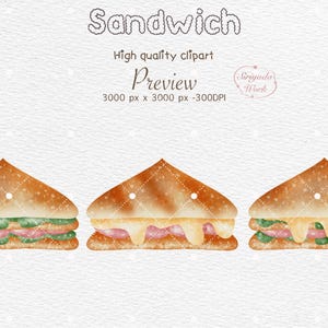 Watercolor Sandwich Clipart, Breakfast PNG, Bakery PNG, Fast Food ...