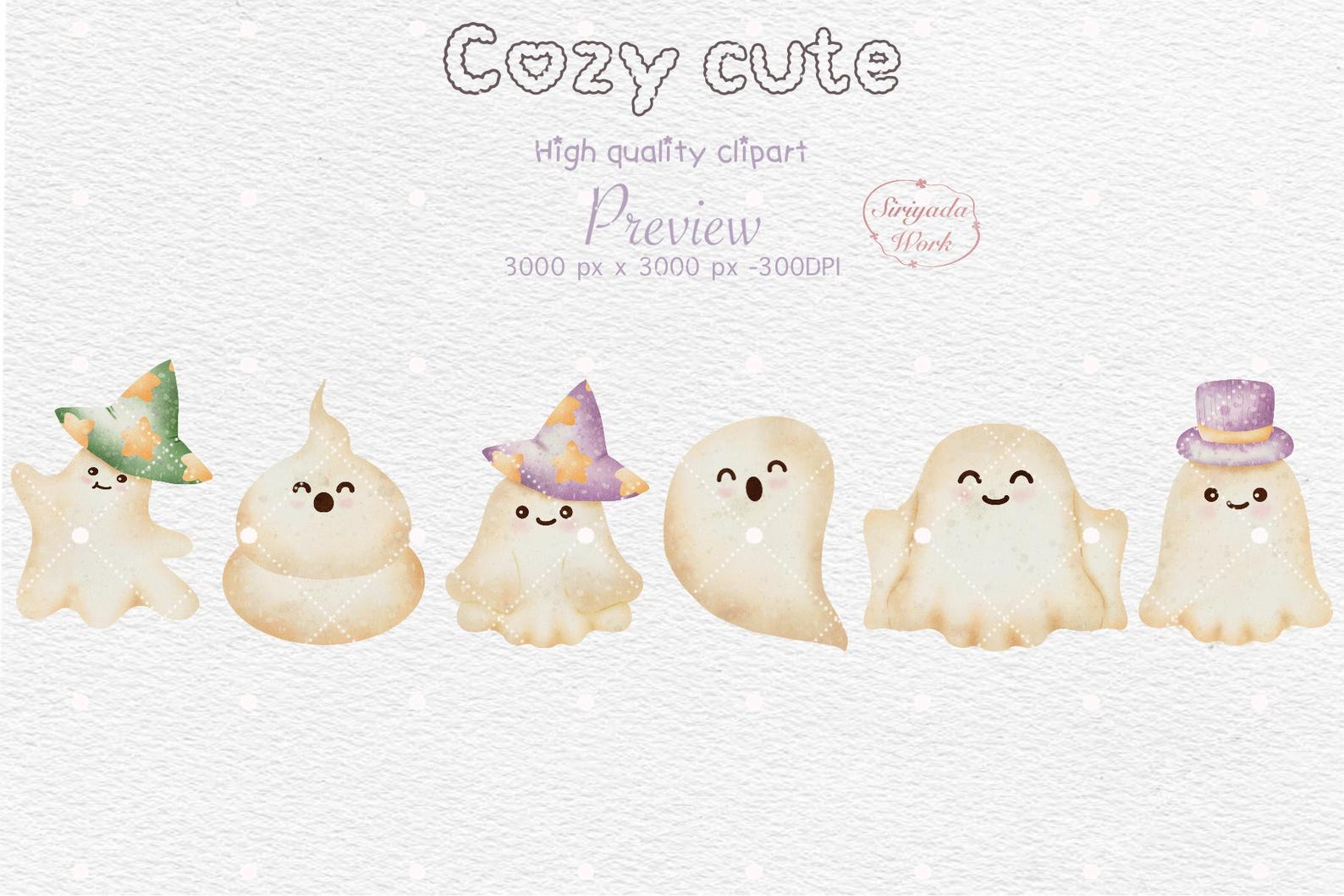 Watercolor Happy Halloween Clipart, Cute Halloween PNG, Ghost Clipart ...