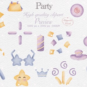 Watercolor Party Clipart, Summer Party Clipart, Pastel Birthday Clipart ...