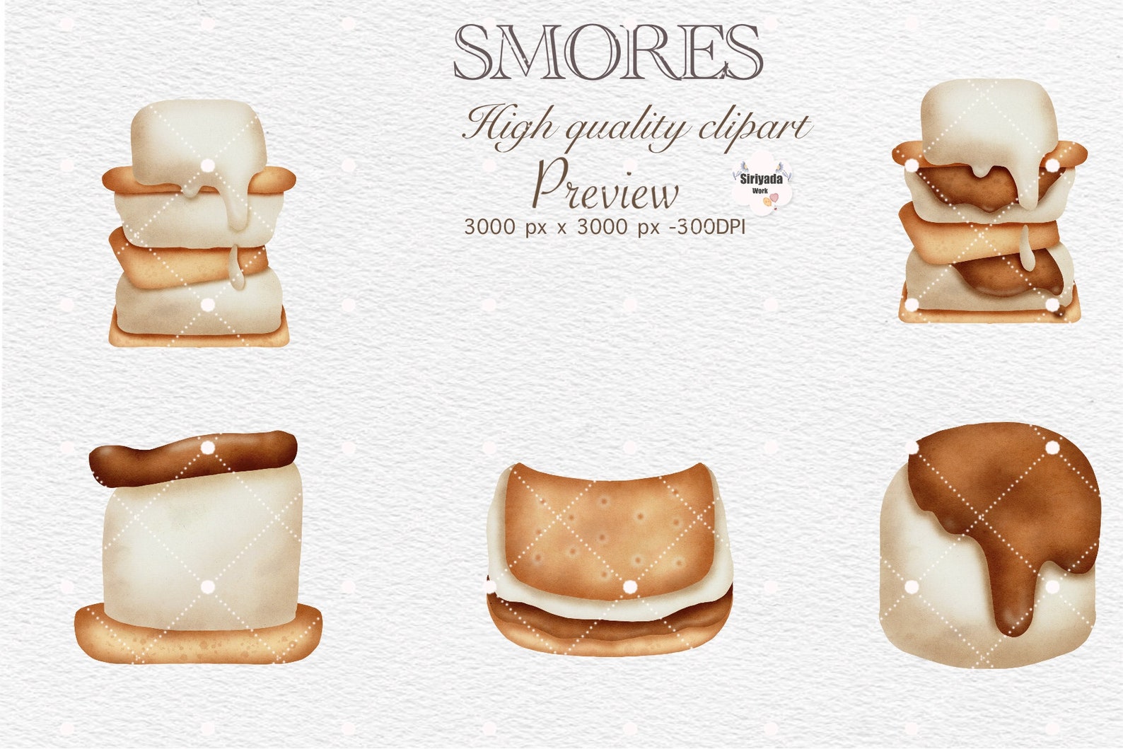Watercolor S’mores Clipart, Marshmallow Clipart, S’mores Fun Clipart ...