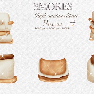 Watercolor S’mores Clipart, Marshmallow Clipart, S’mores Fun Clipart ...