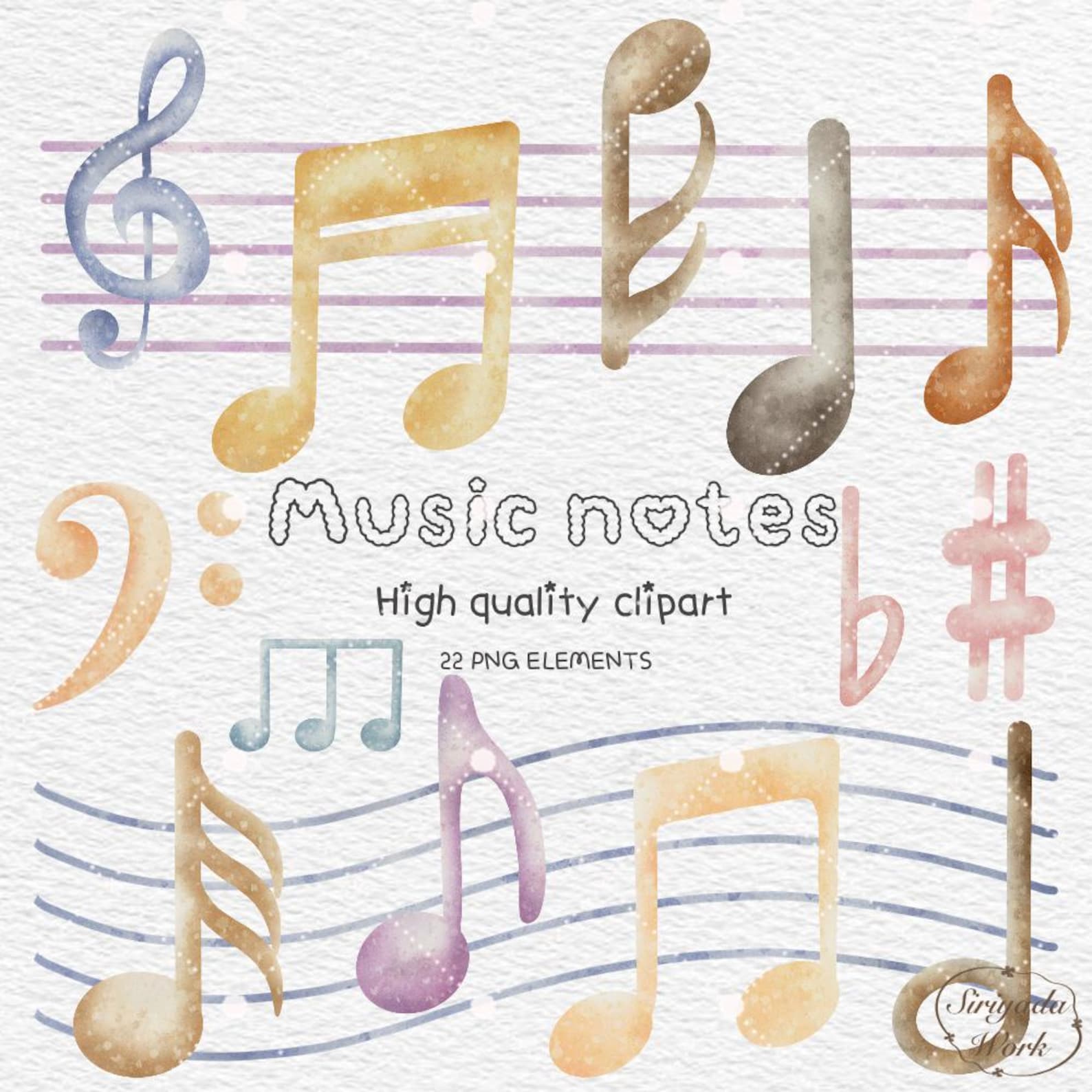 Watercolor Music Notes Clipart, Music Notation, Love Music, Music ...