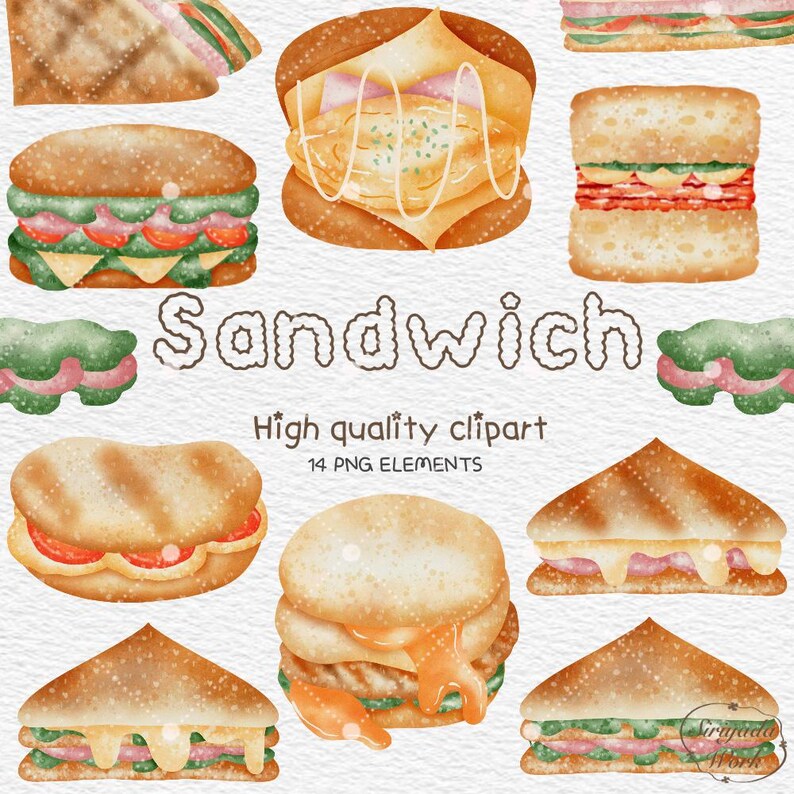Watercolor Sandwich Clipart, Breakfast PNG, Bakery PNG, Fast Food ...
