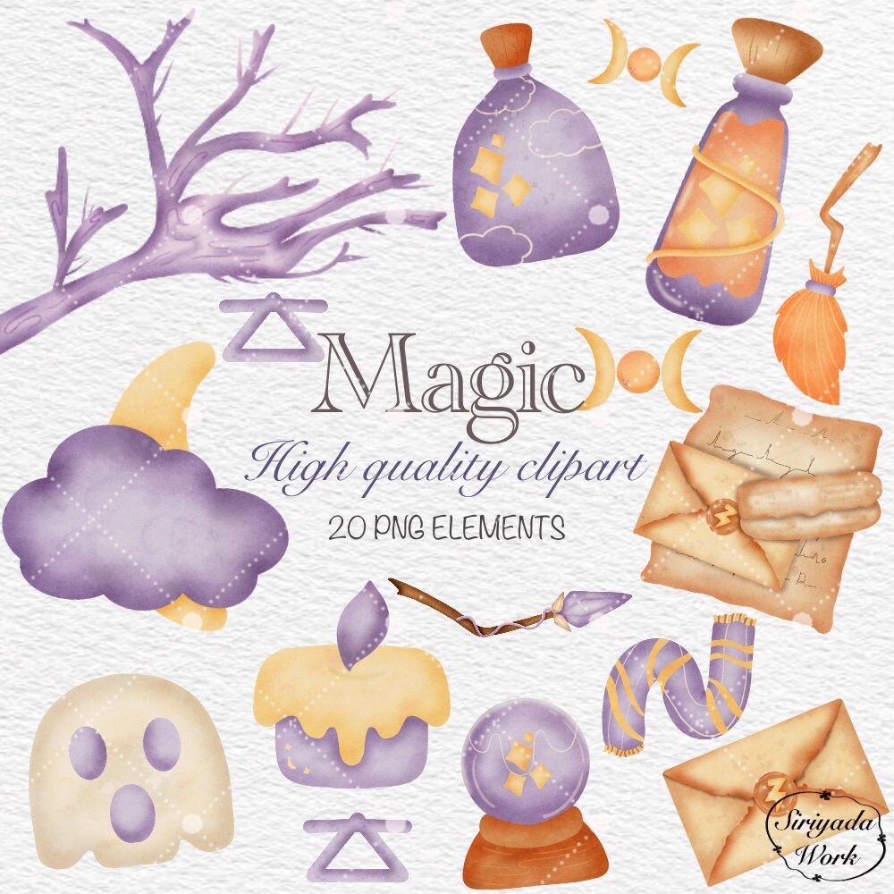 Watercolor Magic Clipart, Magic House ,spooky Clipart, Party Png, Magic ...