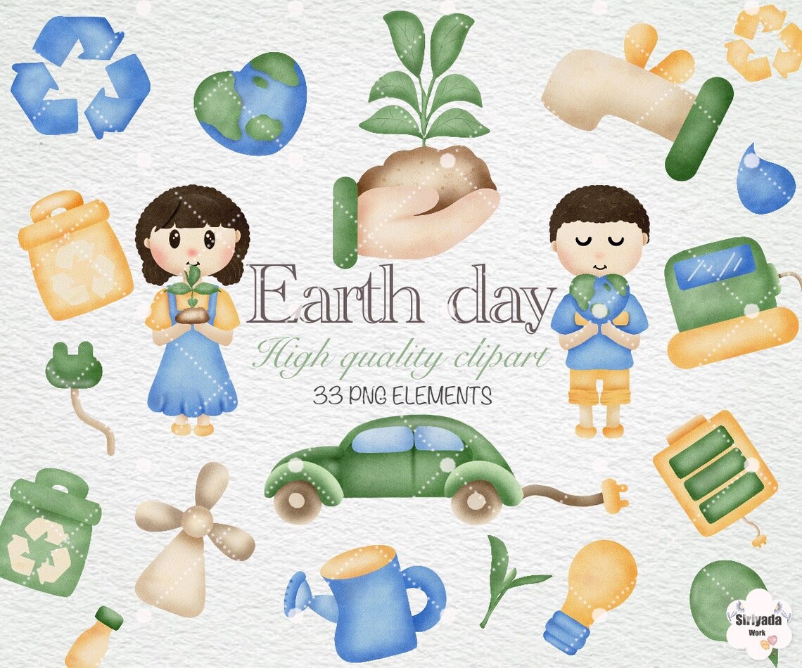 Watercolor Earth Day Clipart, Earth Cliparts, Environment Clipart, Love ...