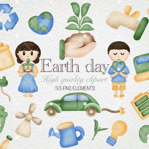 Watercolor Earth Day Clipart, Earth Cliparts, Environment Clipart, Love ...