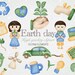 Watercolor Earth Day Clipart, Earth Cliparts, Environment Clipart, Love ...