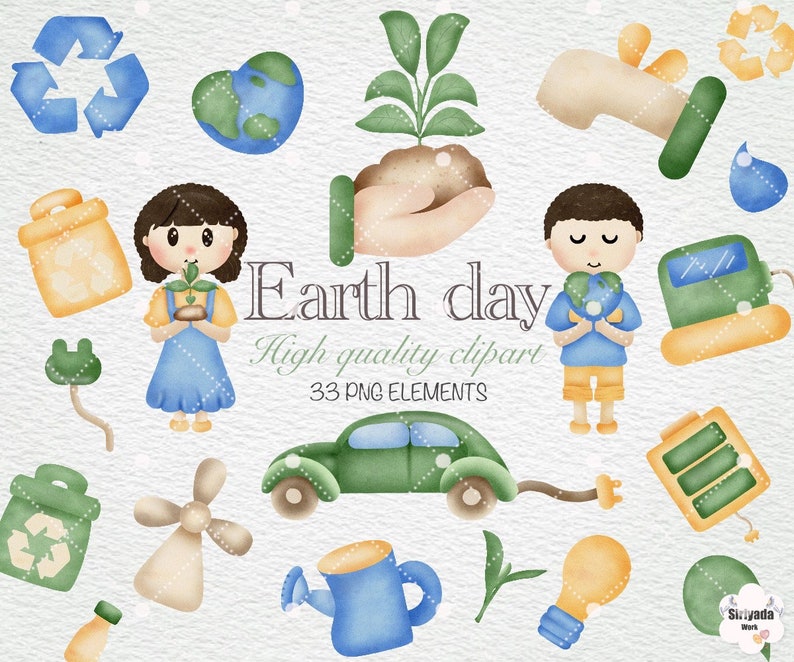 Watercolor Earth Day Clipart, Earth Cliparts, Environment Clipart, Love ...